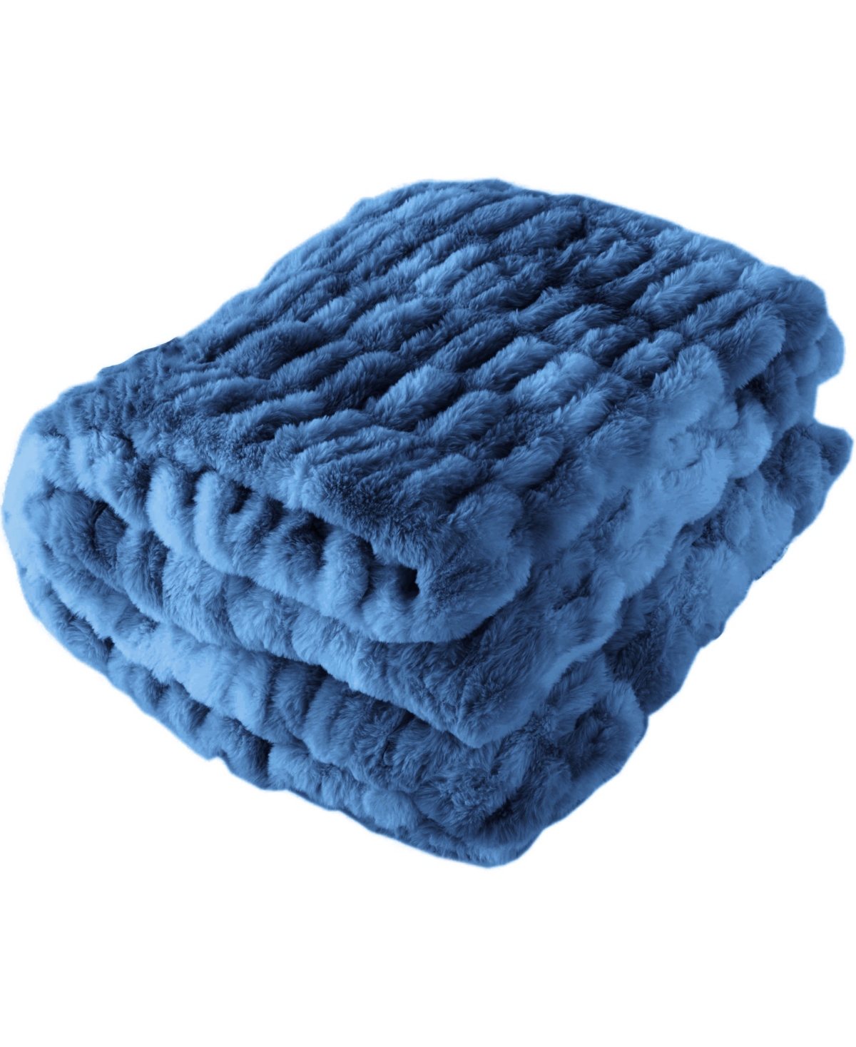 Click here for Lavish Home Ruched Faux Fur Blanket  Queen - Blue prices