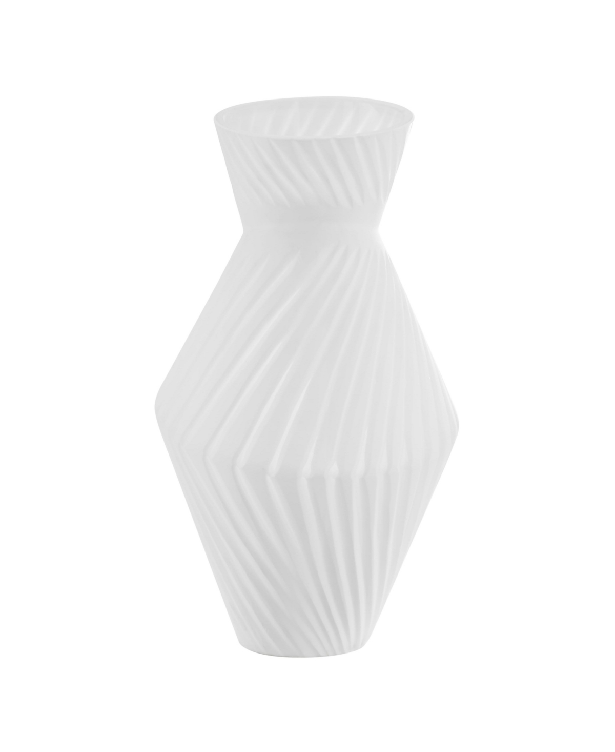 Click here for Danya B Eos White Ribbed Angular Glass Tabletop Va... prices