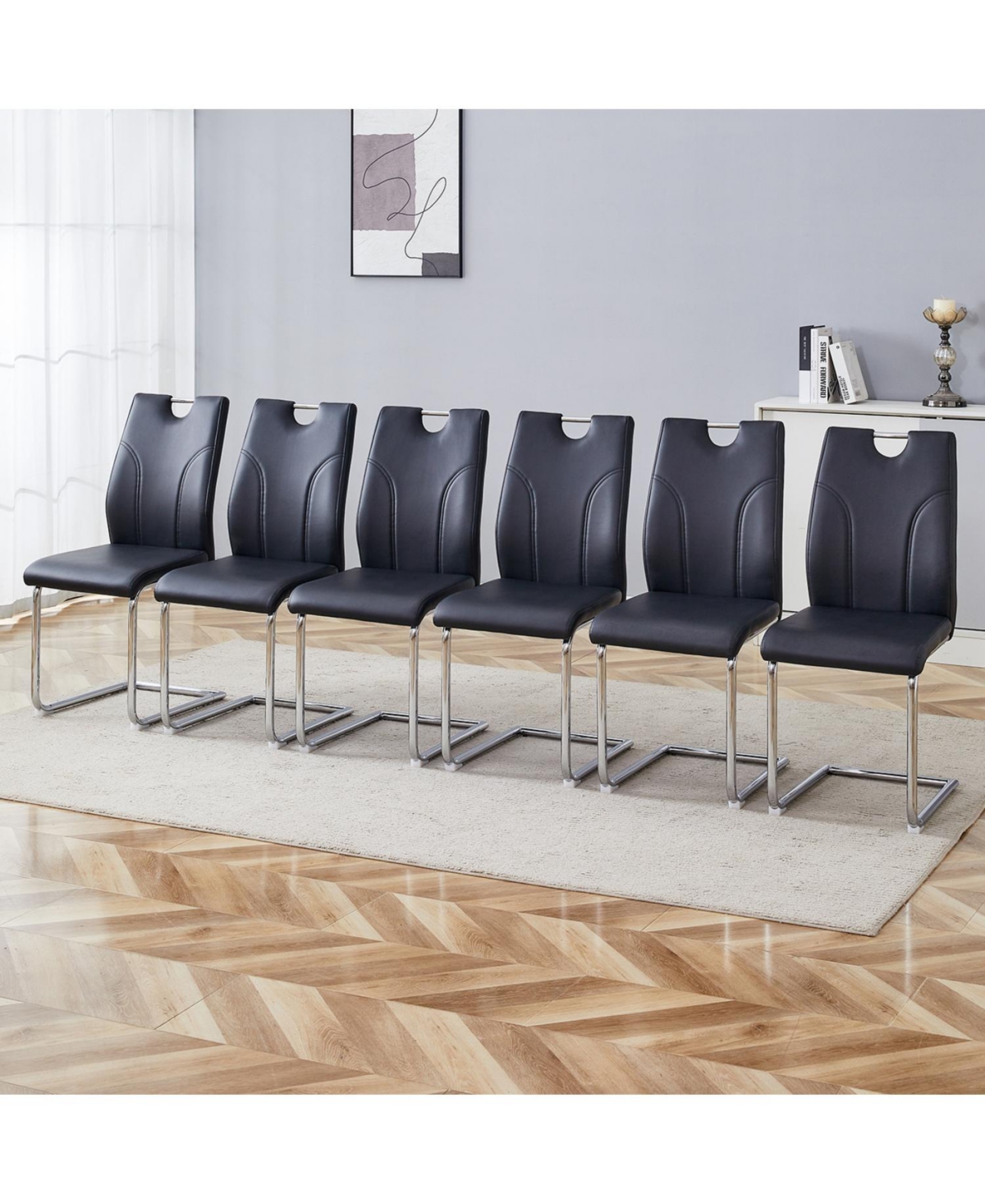 Click here for Streamdale Furniture Black Pu Dining Chair Set (6)... prices