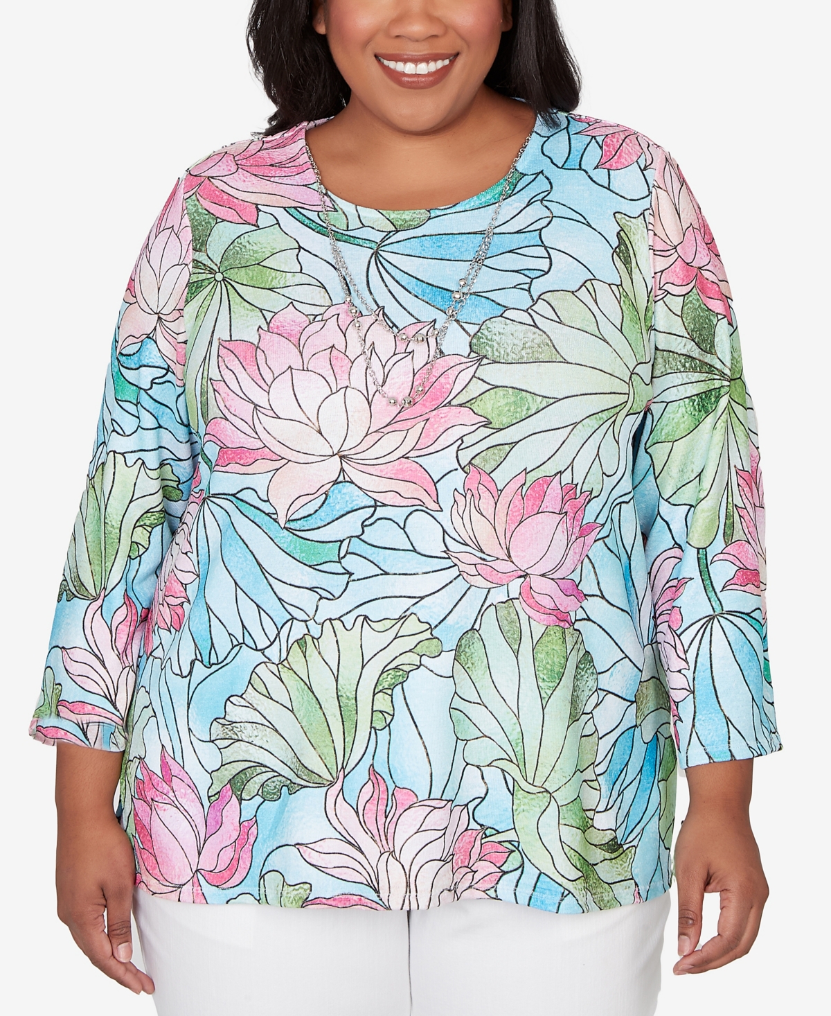 Click here for Alfred Dunner Plus Size Classic Stained Glass Flor... prices