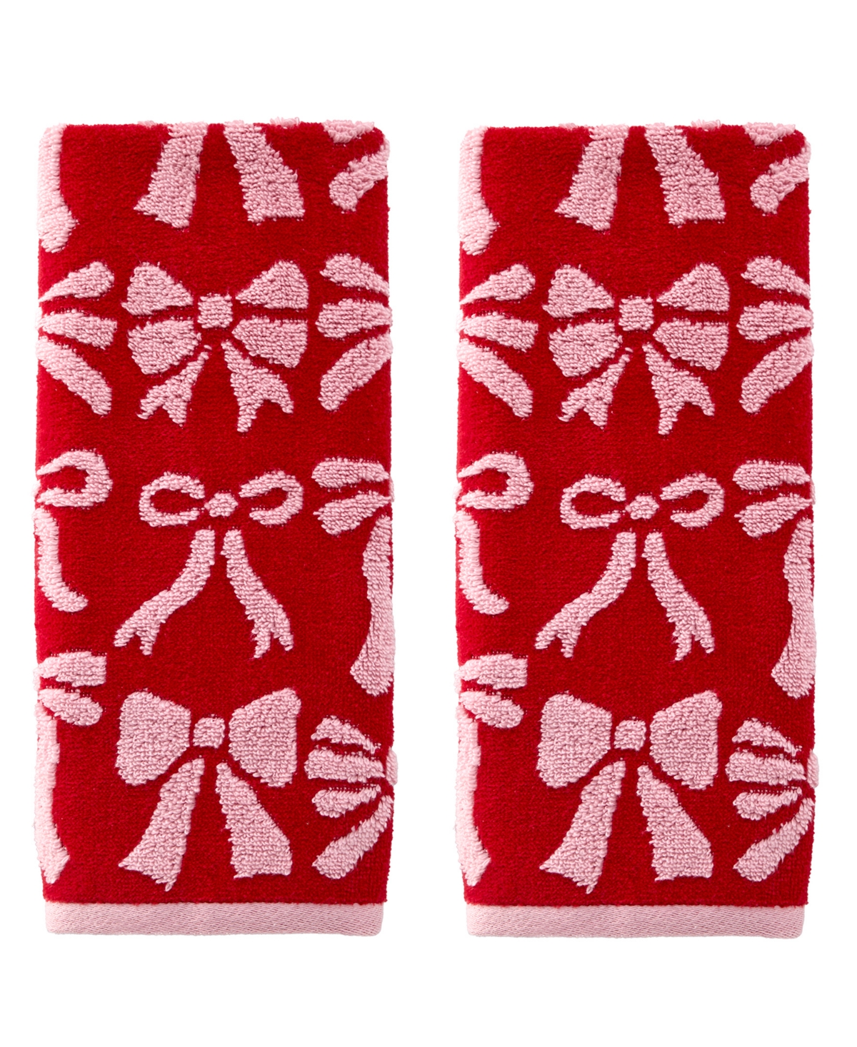 Click here for Skl Home Bow Jacquard Hand Towel  Set of 2 - Red prices
