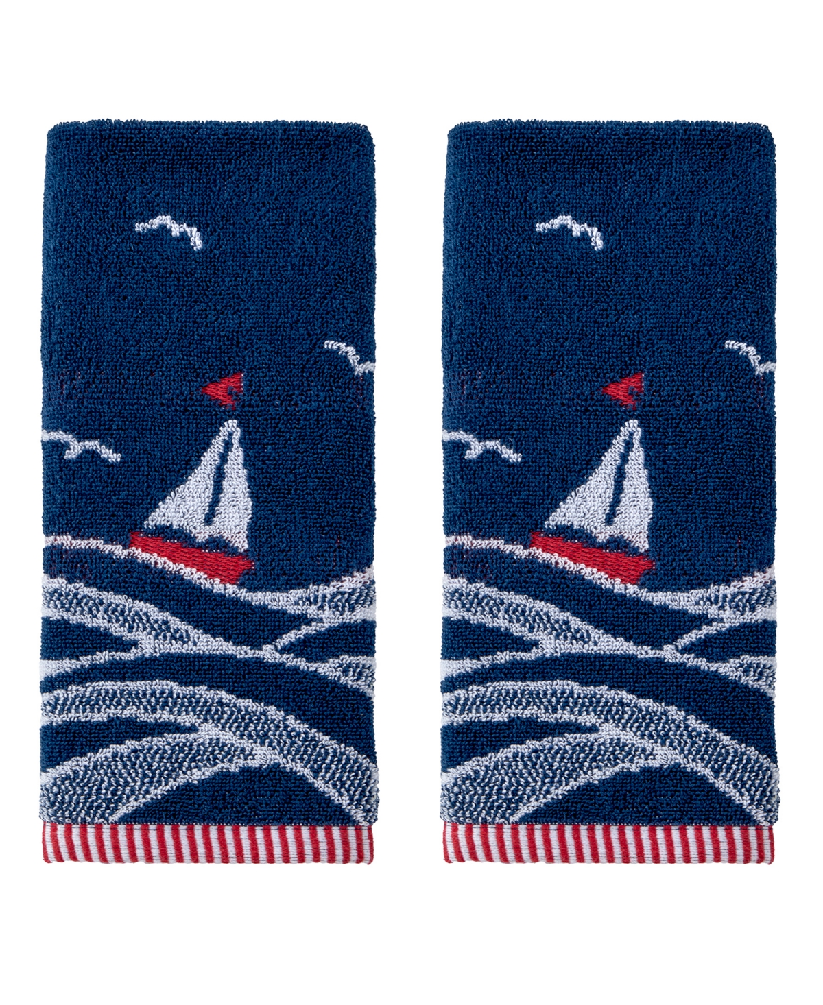 Click here for Skl Home Sailboat Waves Hand Towel  Set of 2 - Nav... prices