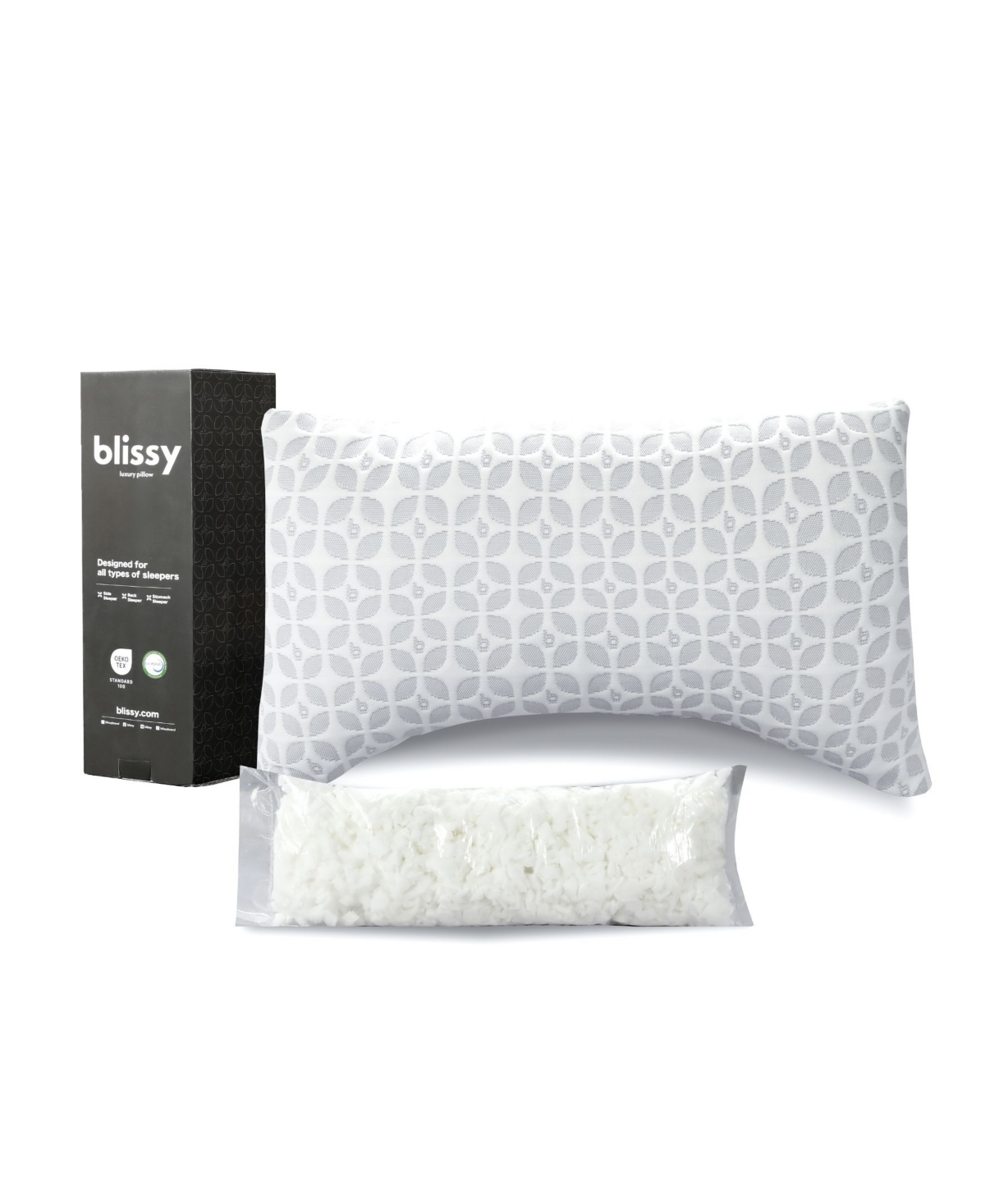 Blissy Signature Crescent Adjustable Pillow  King - White