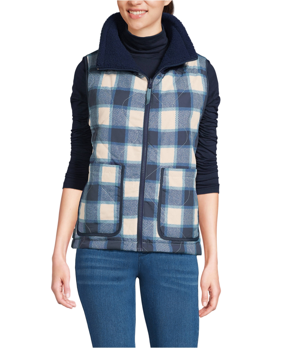 Click here for Lands End Womens High Pile Fleece Reversible Mixed... prices