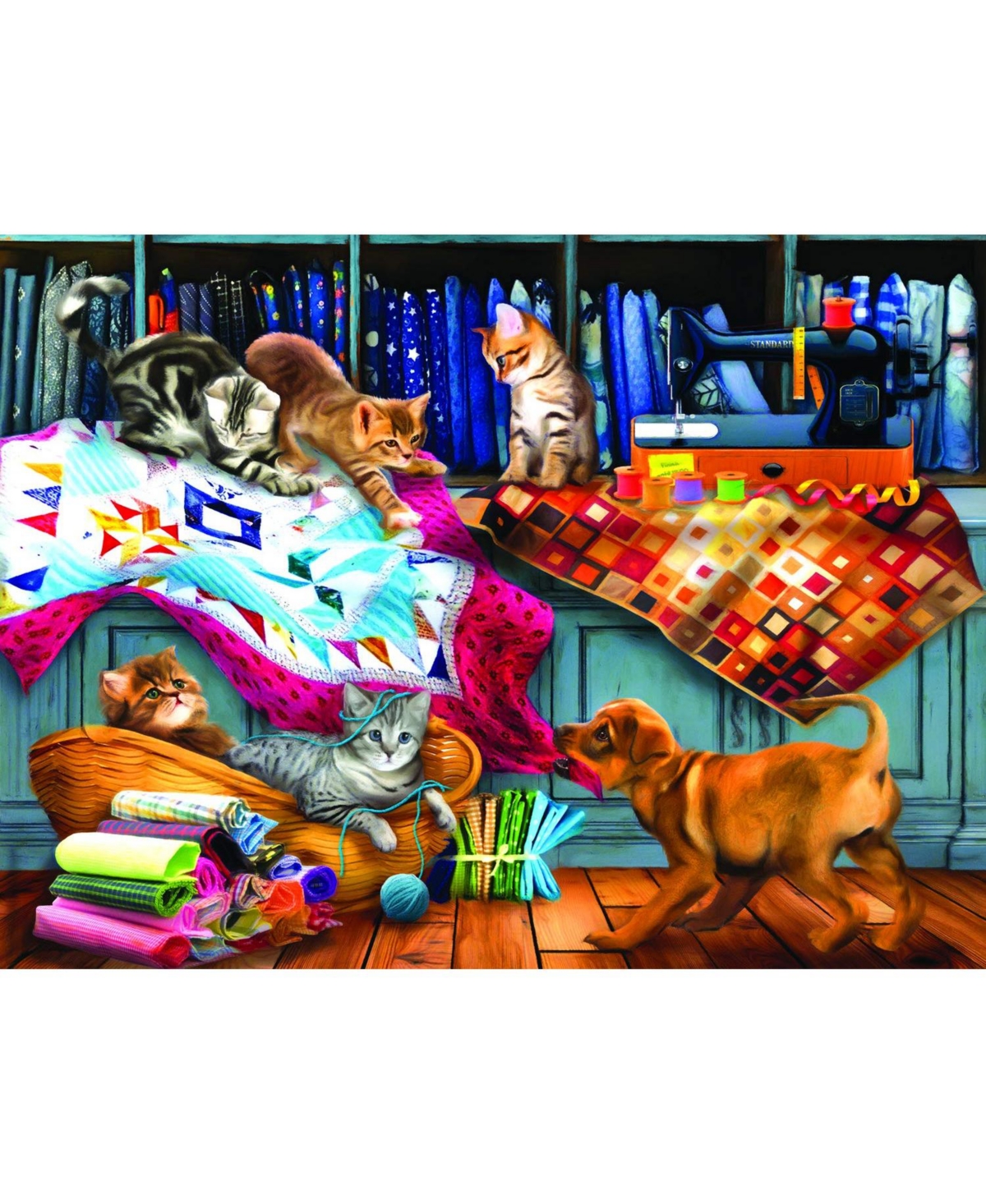 Click here for SunsOut Quilting Room Mischief 1000 piece Jigsaw P... prices