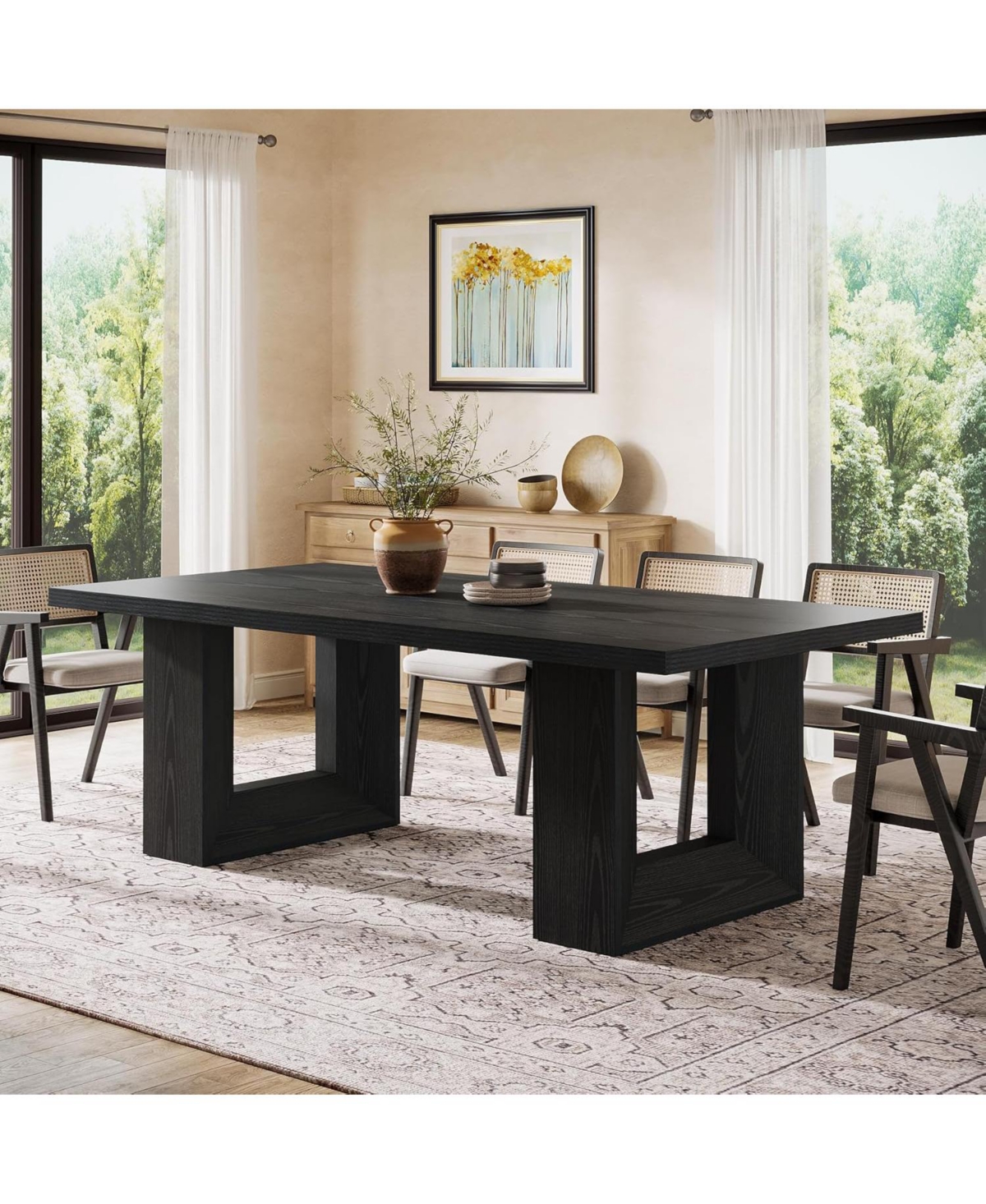 Click here for Tribesigns Farmhouse Dining Table for 6-8  63-Inch... prices