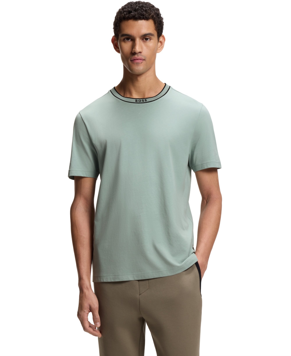 Click here for Boss by Hugo Boss Mens Contrast Stripe Cotton T-Sh... prices