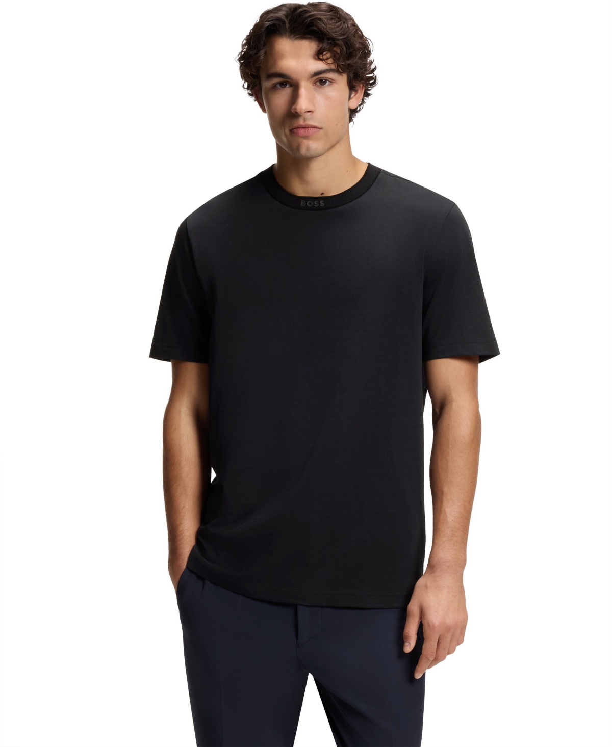 Click here for Boss by Hugo Boss Mens Contrast Stripe Cotton T-Sh... prices