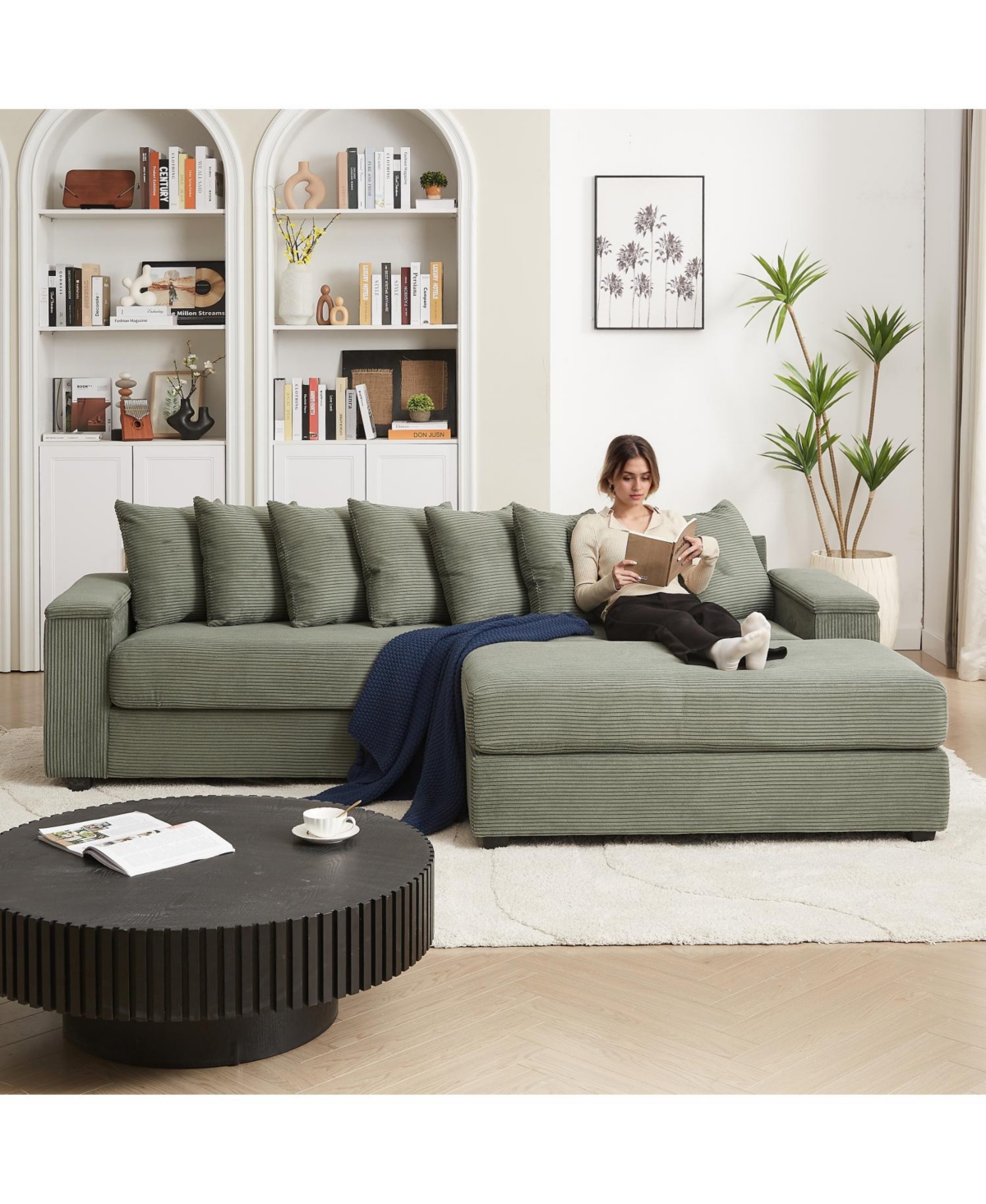 Click here for Streamdale Furniture Corduroy L-Shaped Sectional S... prices