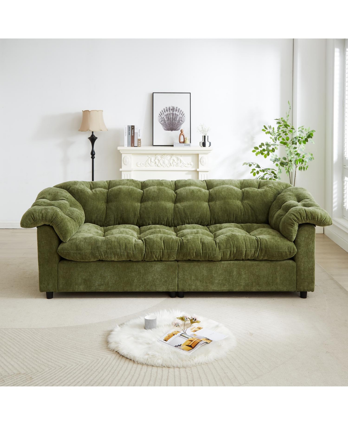 Click here for Streamdale Furniture Green Chenille Deep Seat Sofa... prices