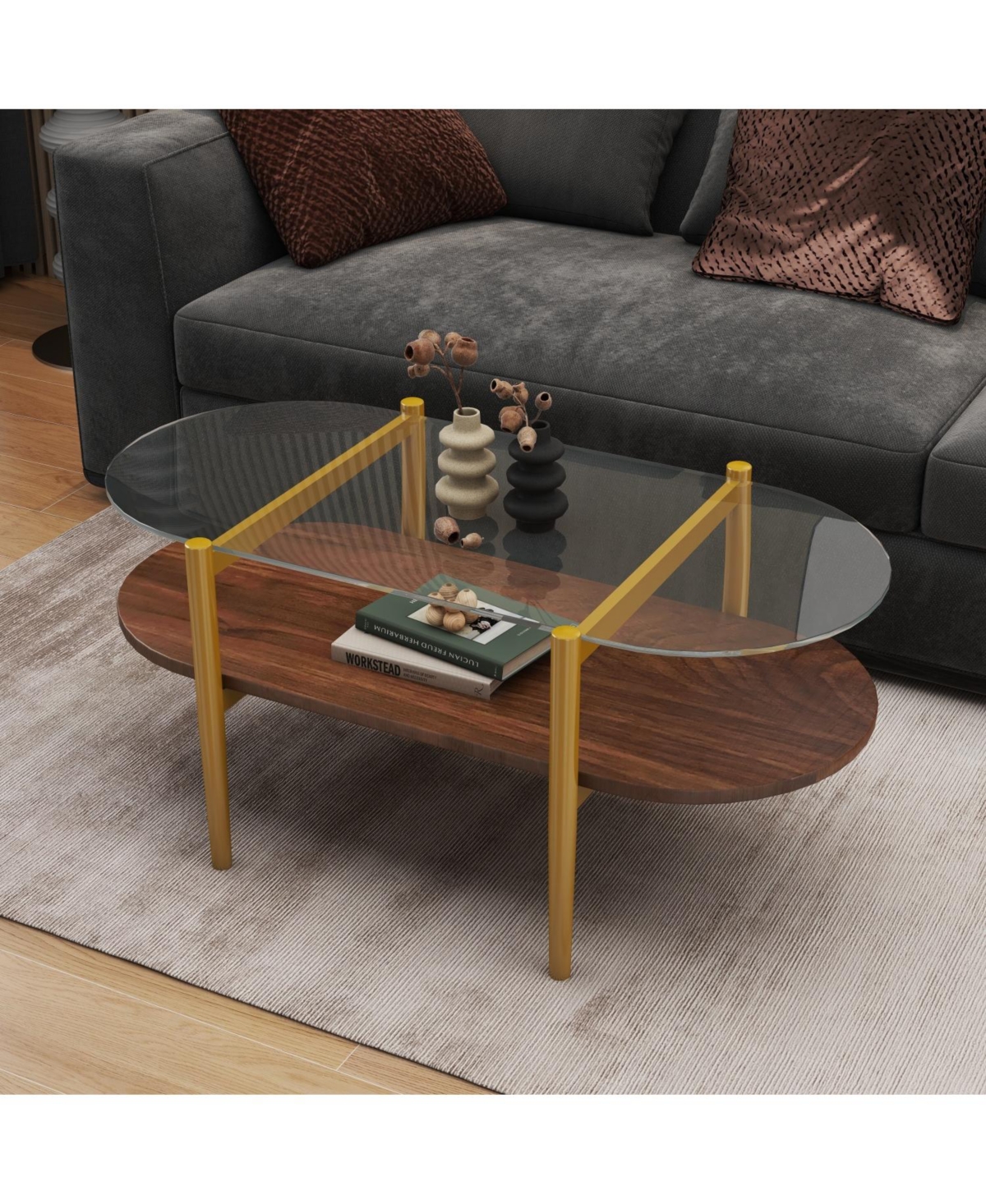 Click here for Streamdale Furniture Oval Glass Coffee Table - Mod... prices