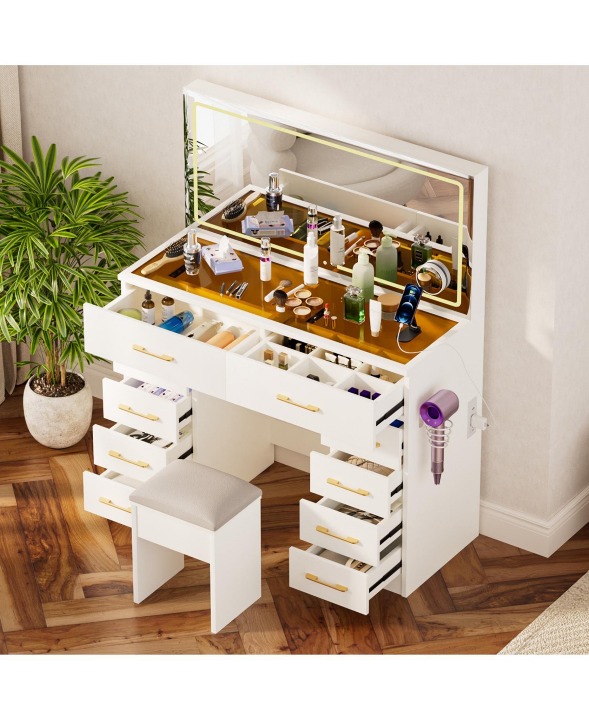 Click here for Streamdale Furniture 46" Glass Top Vanity Des... prices