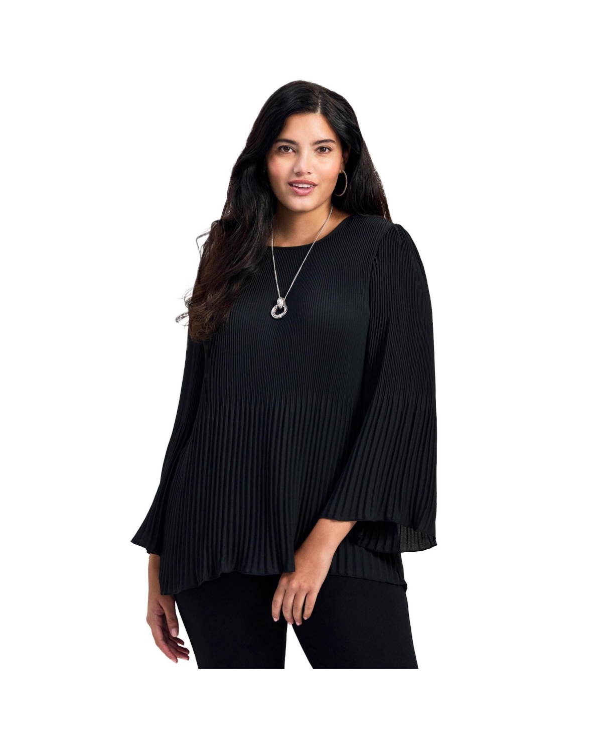 Click here for Avenue Womens Plus Size Jay Pleat Blouse - Black prices