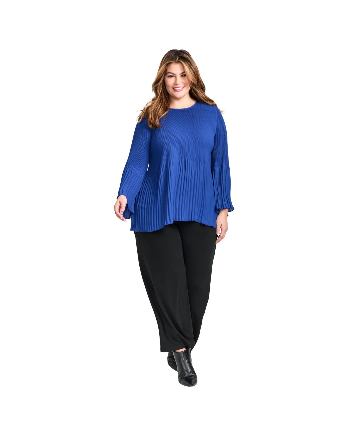 Click here for Avenue Womens Plus Size Jay Pleat Blouse - Cobalt prices