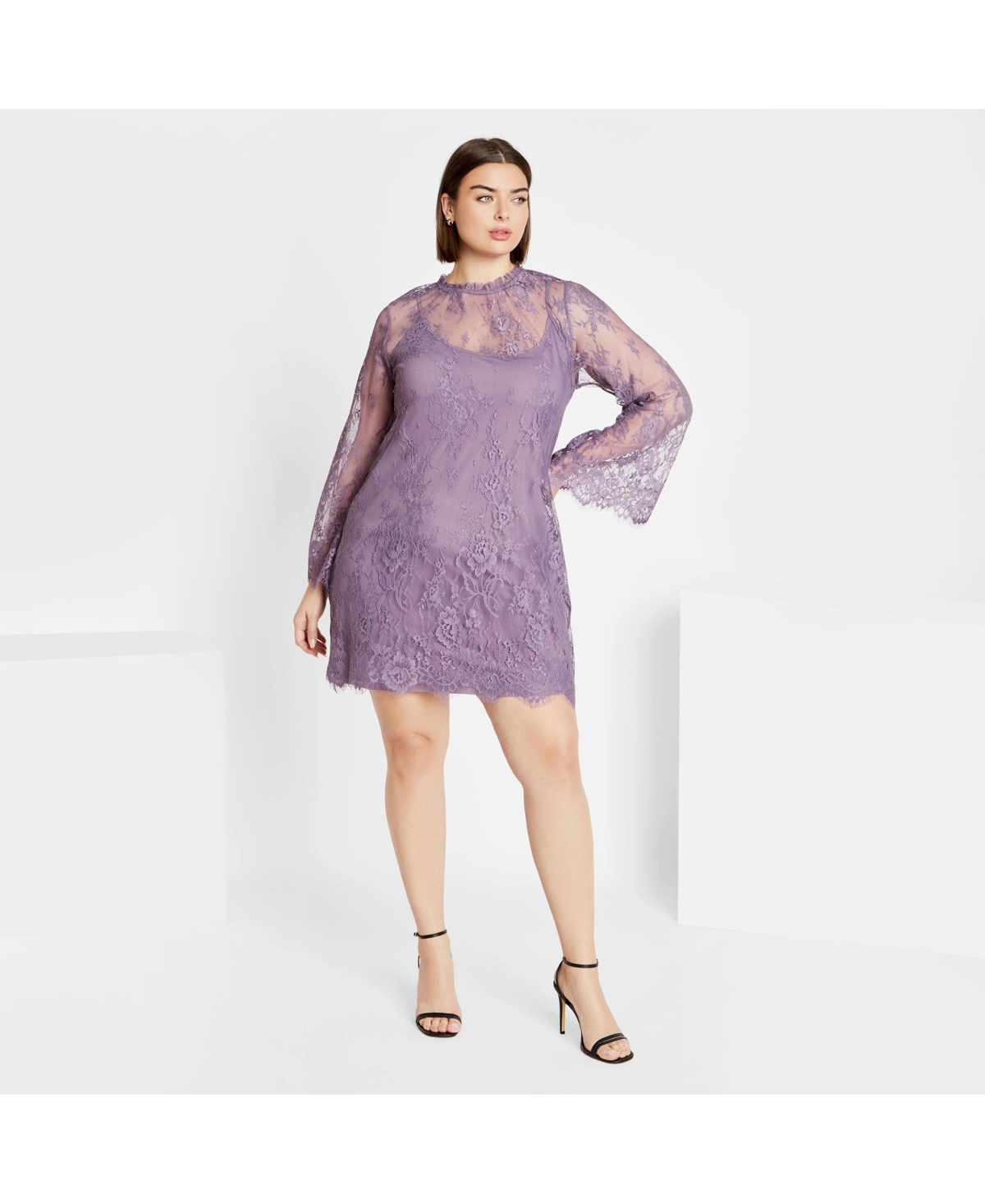 Click here for City Chic Womens Plus Size Micaela Dress - Lilac l... prices