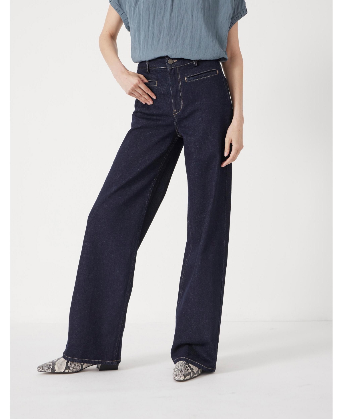 Click here for Hush Womens Rowan Welt Pocket Flared Jeans - Rinse... prices