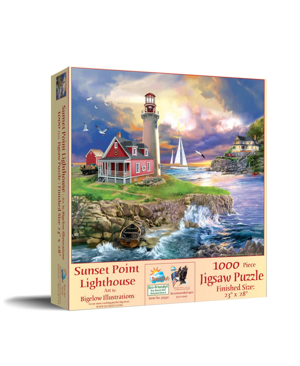Click here for Sunset Point Lighthouse 1000 piece Jigsaw Puzzle f... prices
