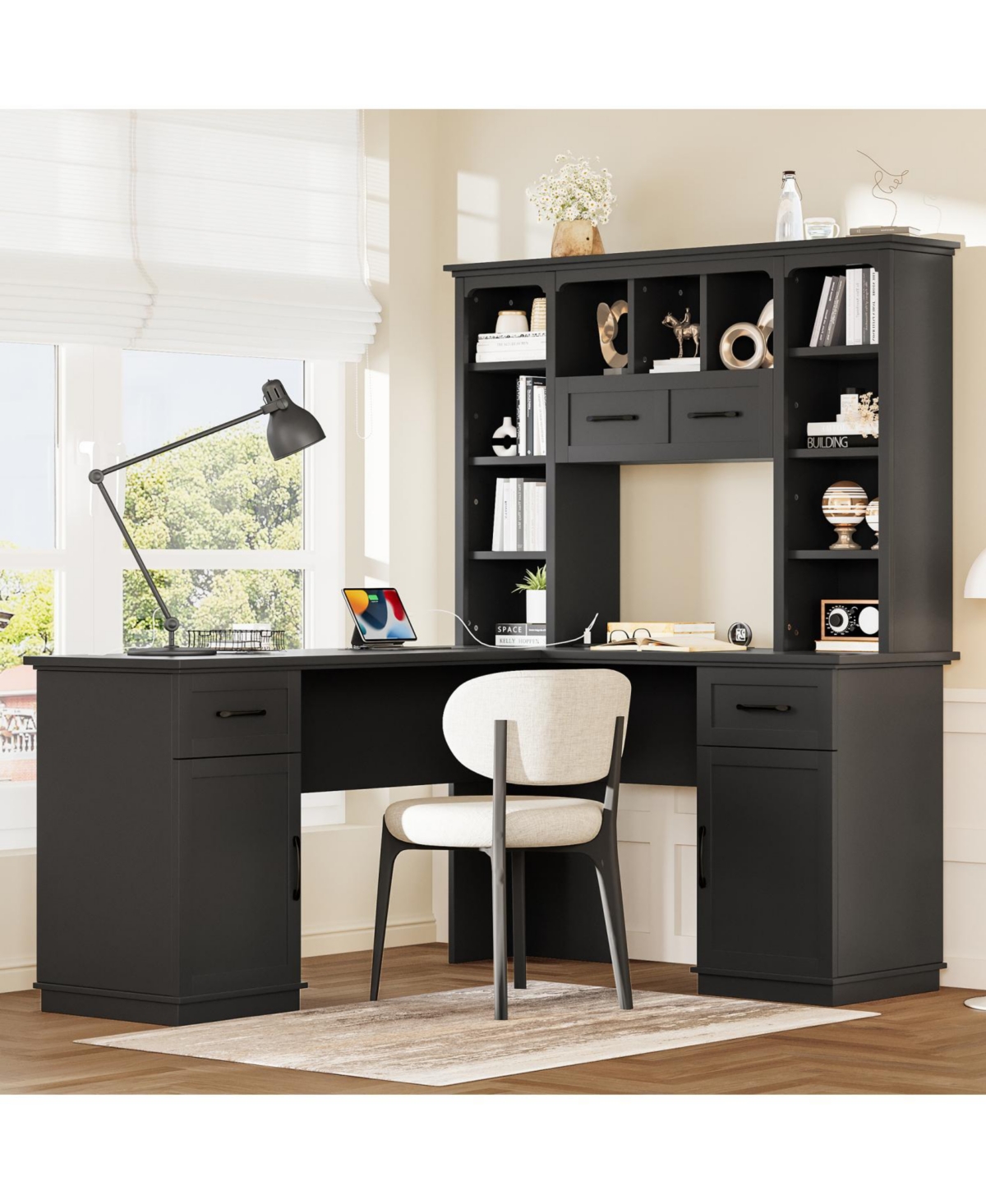 Click here for Streamdale Furniture L-Shaped Desk w/ Cabinets  Dr... prices