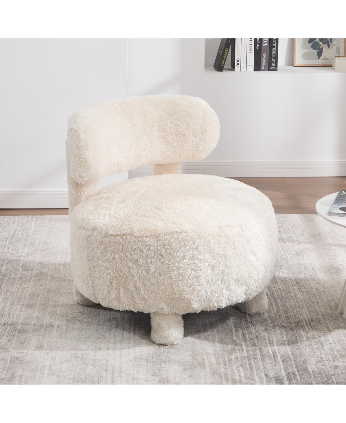 Click here for Streamdale Furniture Fur Fabric Accent Chair - Whi... prices