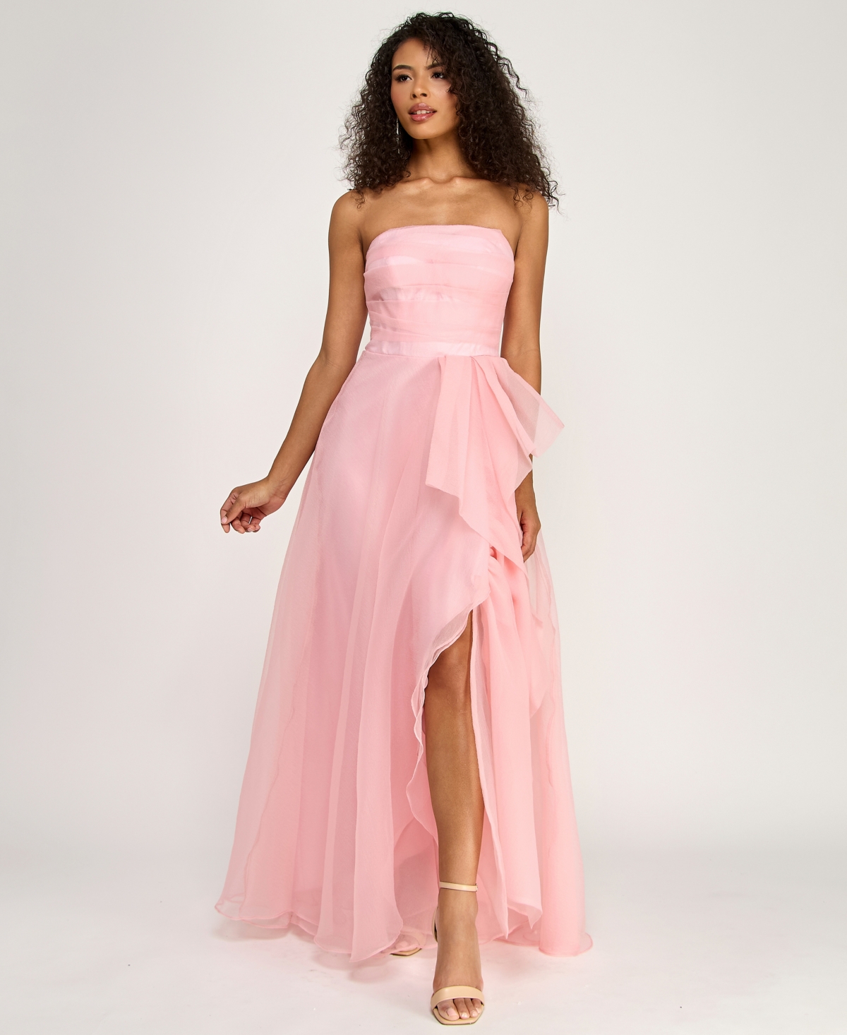 Click here for B Darlin Juniors Asymmetric Drape Strapless Ball G... prices