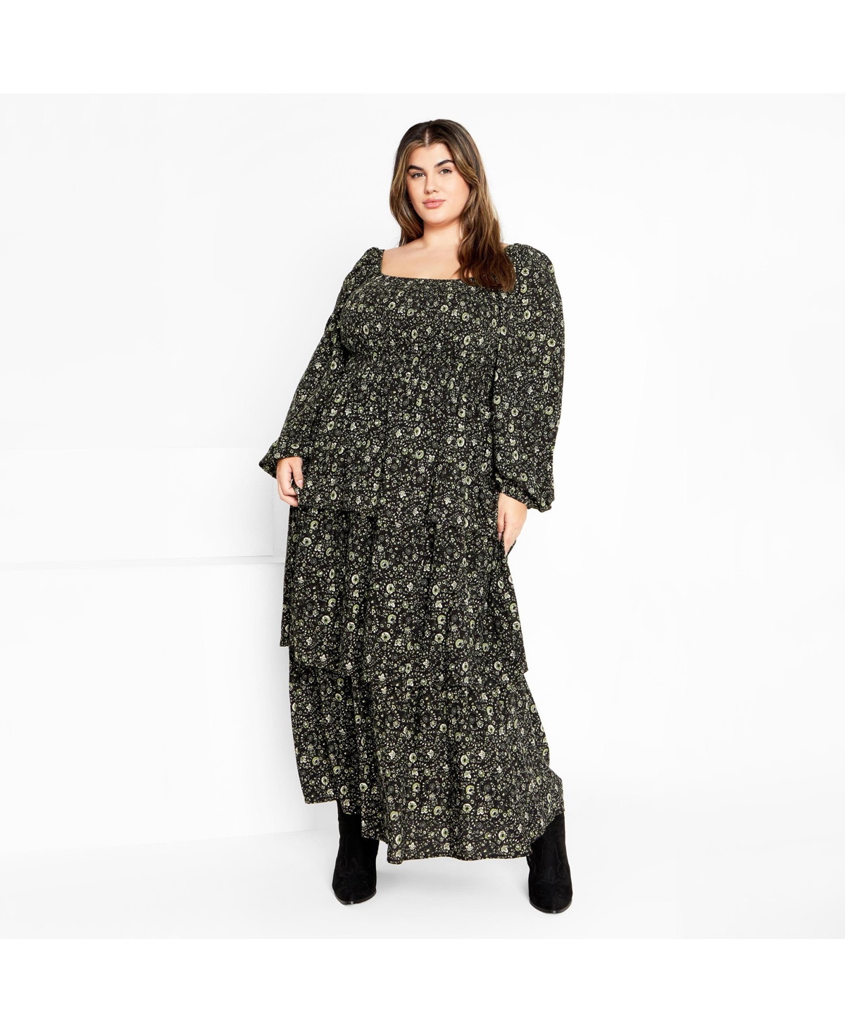 Click here for City Chic Womens Dahlia Tiered Maxi Dress - Olive... prices