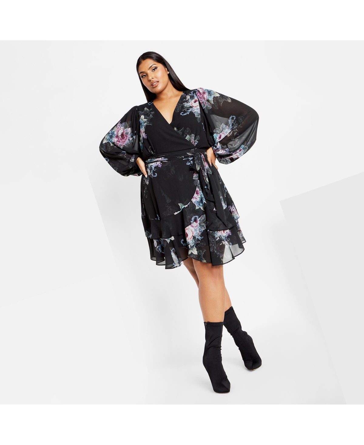 Click here for City Chic Womens Ottilie Dress - Black floral prices