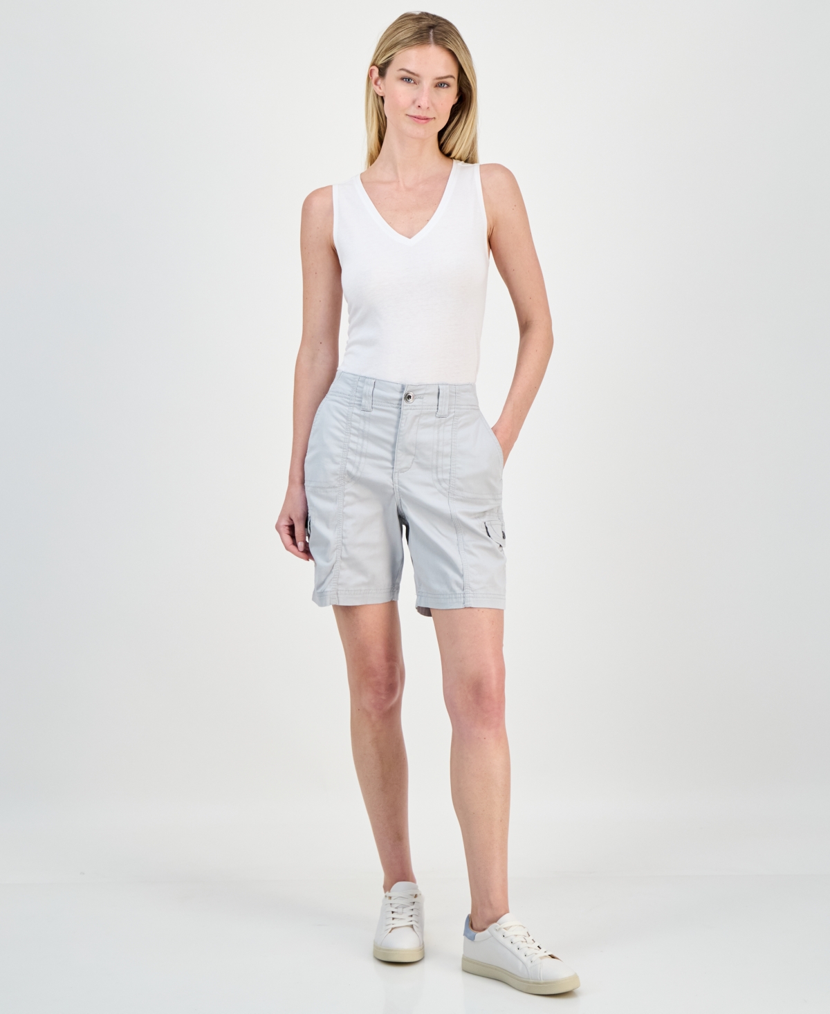 Click here for Style & Co Womens Mid-Rise Comfort-Waist Cargo Sho... prices