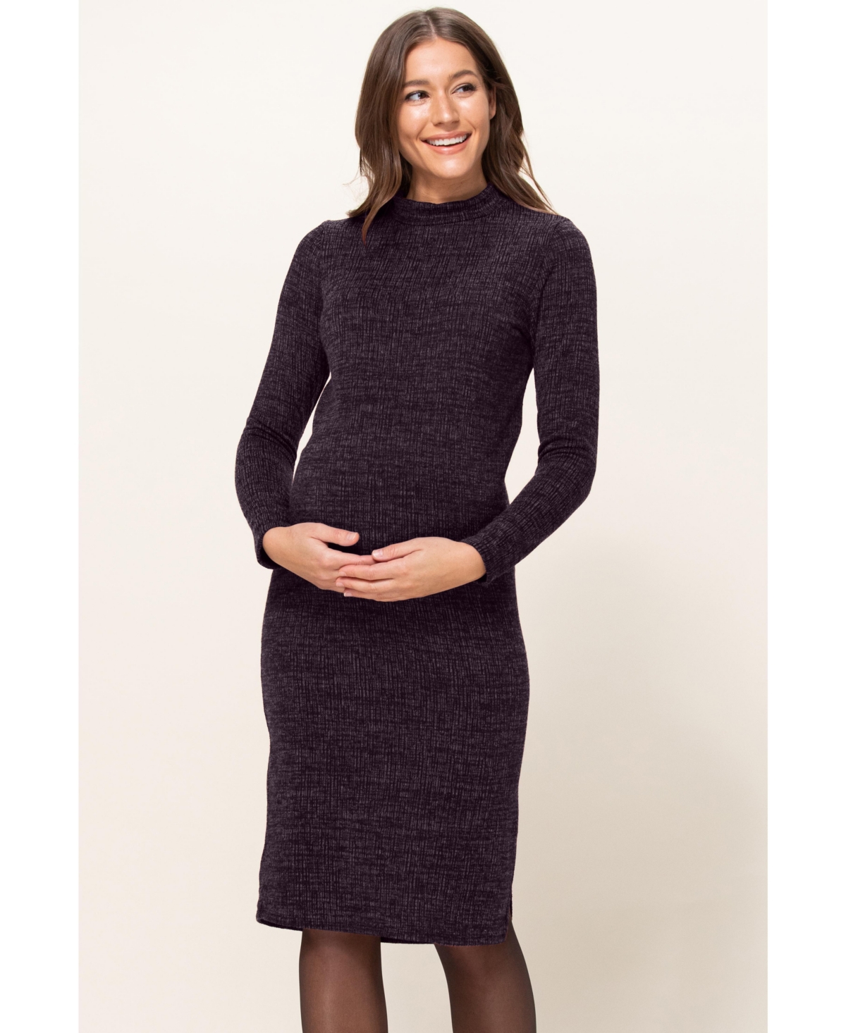 Click here for Hello Miz Maternity Mock Neck Long Sleeve Side Sli... prices