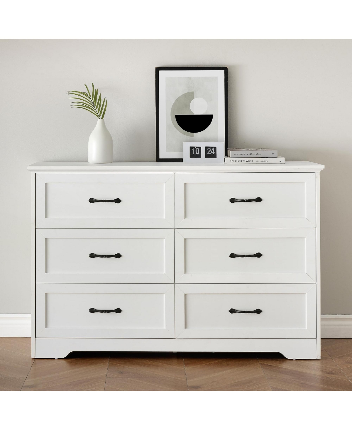 Click here for gaomon 6-Drawer Wooden Modern Dresser with Closet... prices