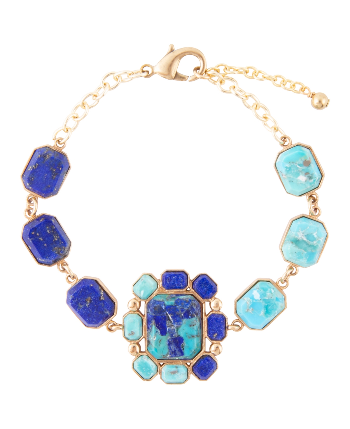 Click here for Barse Duality Blue Lapis and Turquoise Golden Brac... prices
