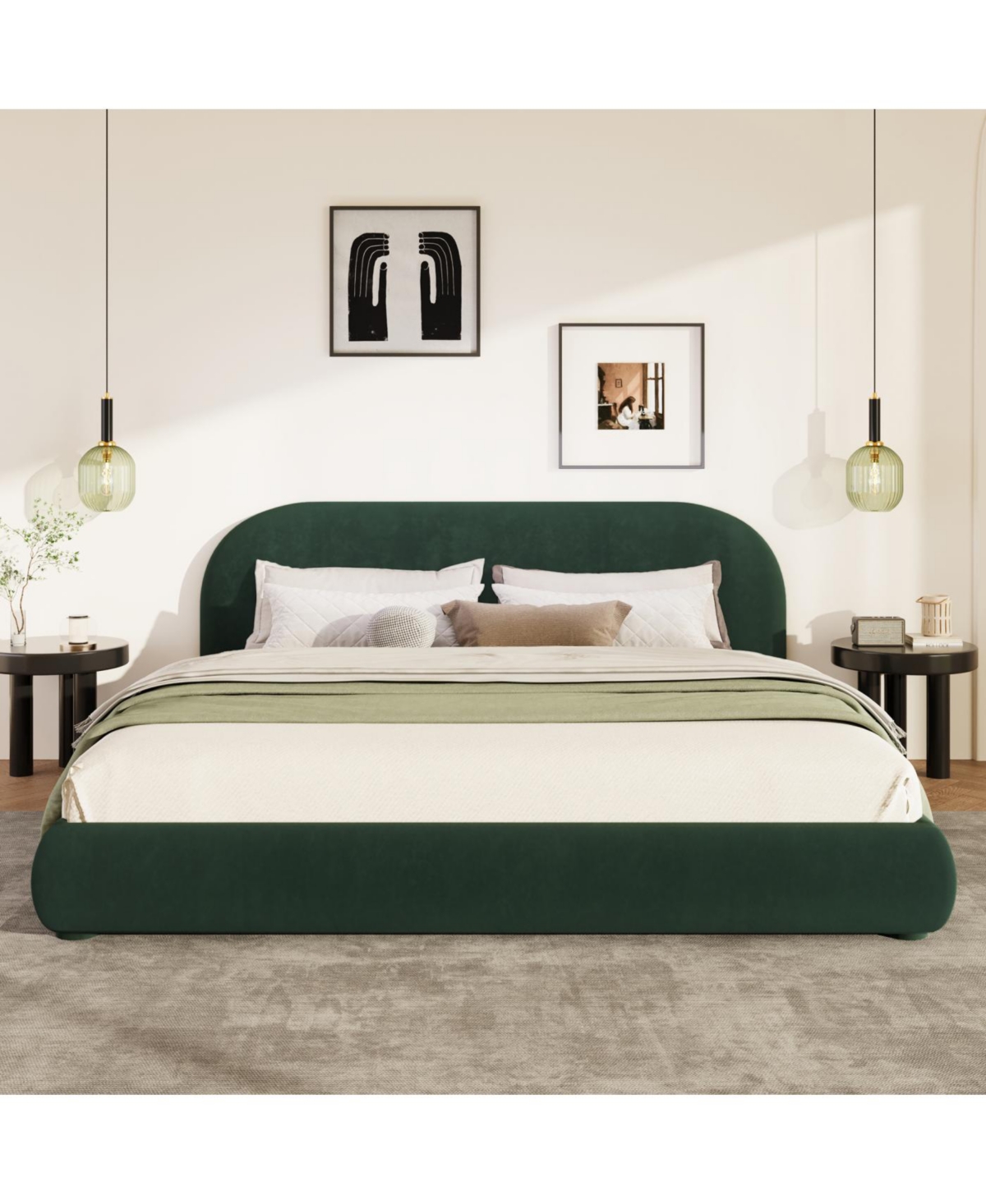 Click here for Streamdale Furniture Dark Green Velvet Soft Bed  K... prices