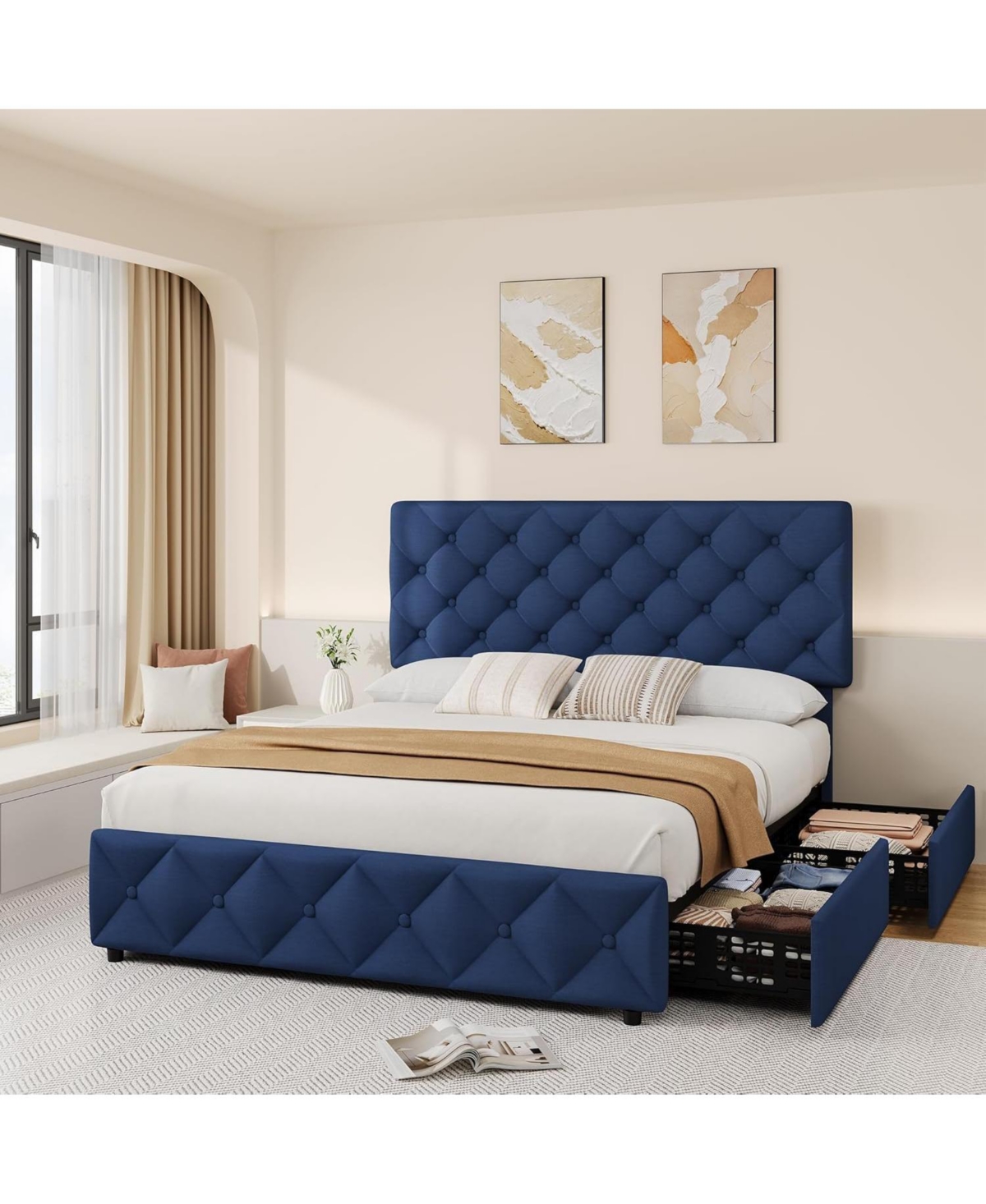 Click here for gaomon Queen Bed Frame with 4 Storage Drawers and... prices