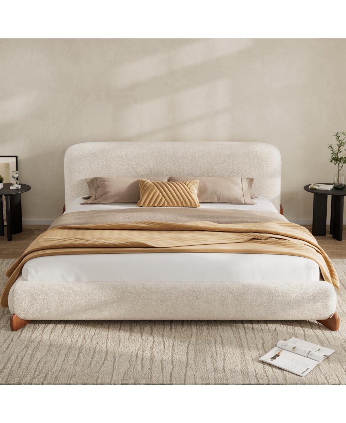 Click here for Streamdale Queen Size Boucle Upholstered Platform... prices