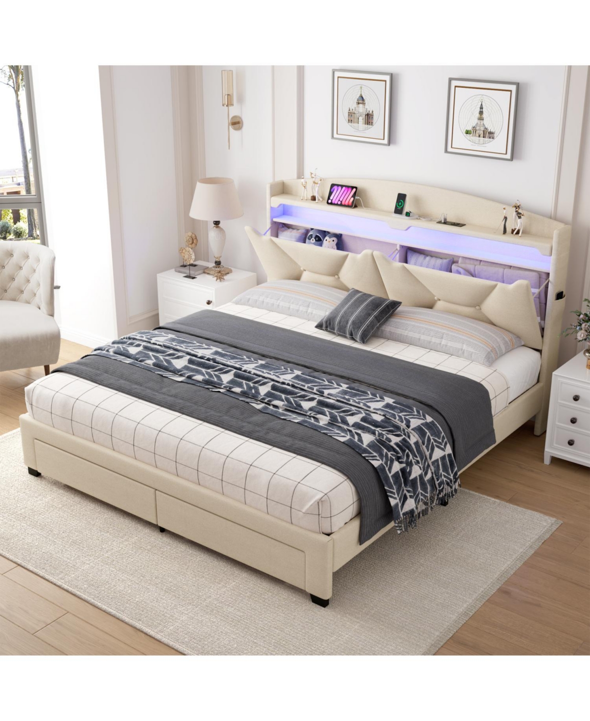 Click here for Streamdale Furniture Storage Headboard  Queen Size... prices