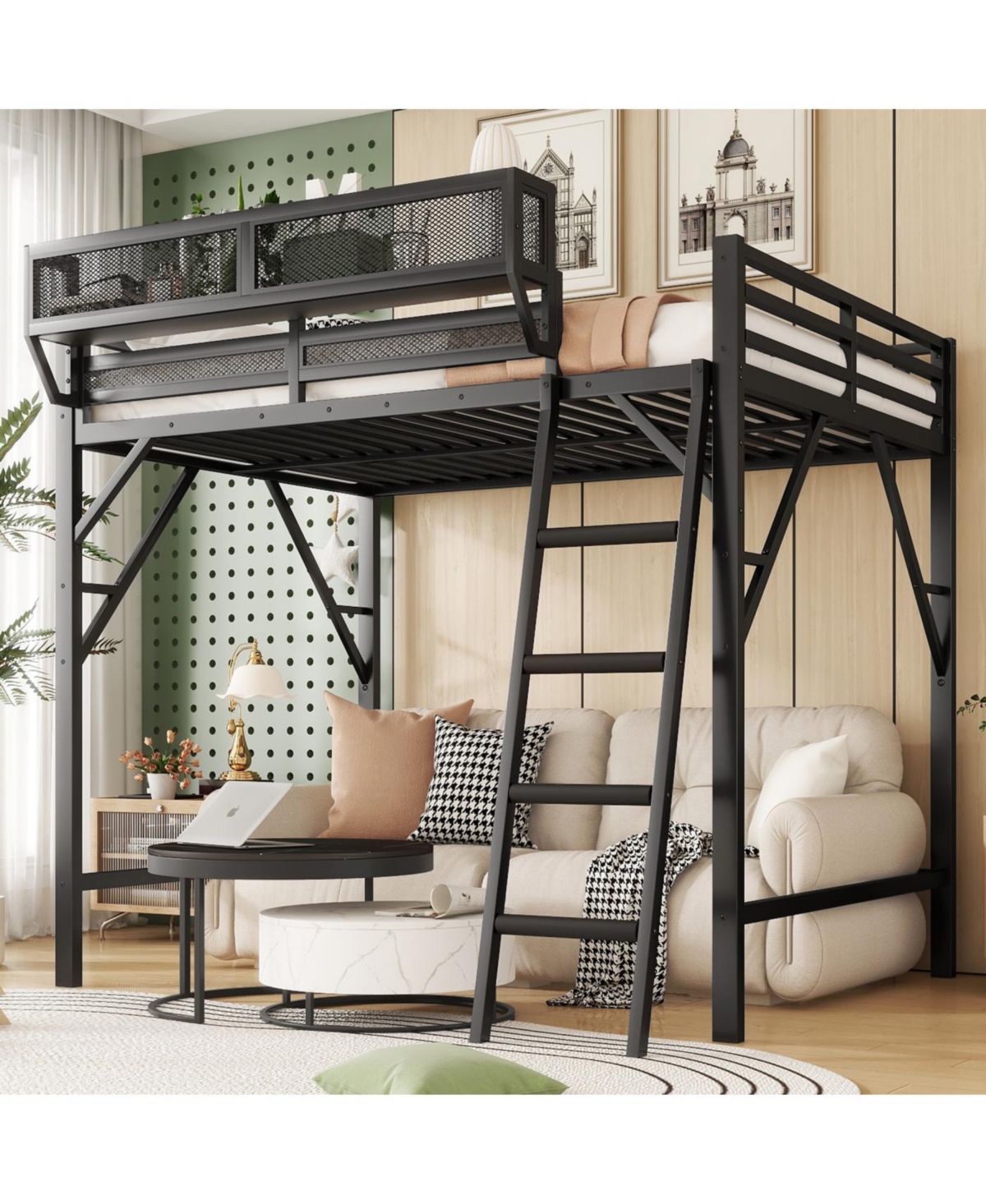 Click here for Streamdale Queen Size Metal Loft Bed with Ladder &... prices