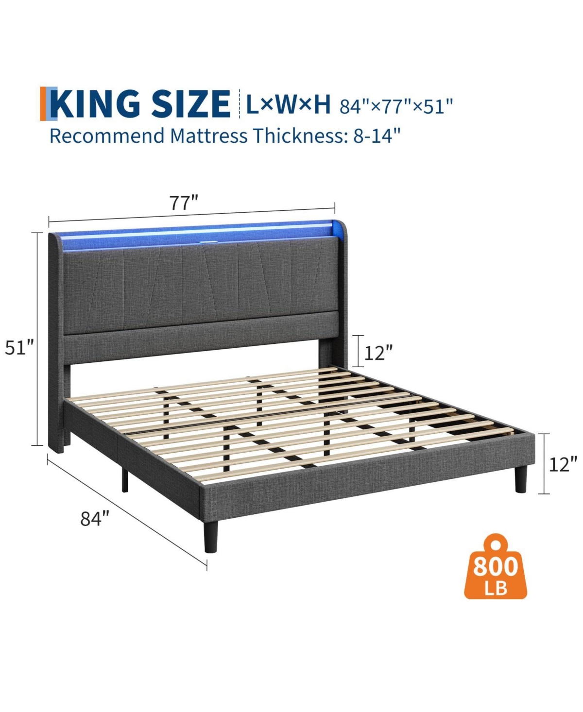 Click here for gaomon Bed Frame with Charging Station & Led Light... prices