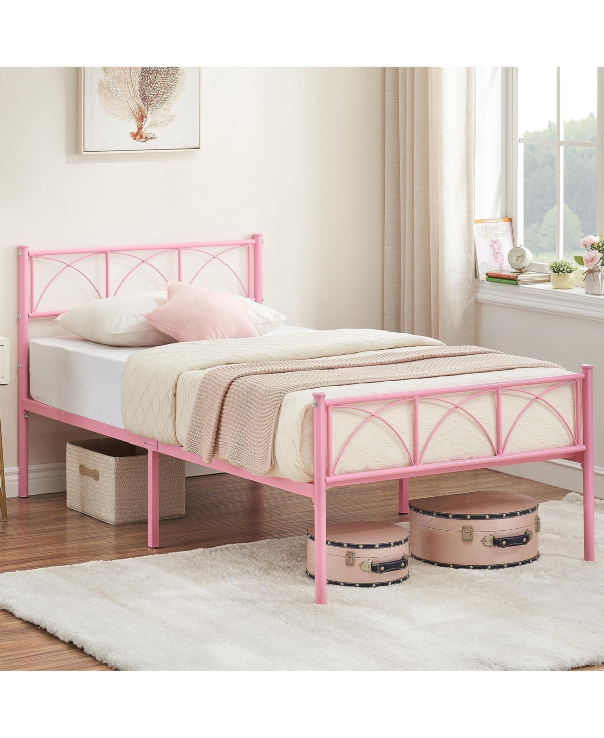 Click here for Gaomon Twin Bed Frame with Headboard  12.2 H Metal... prices