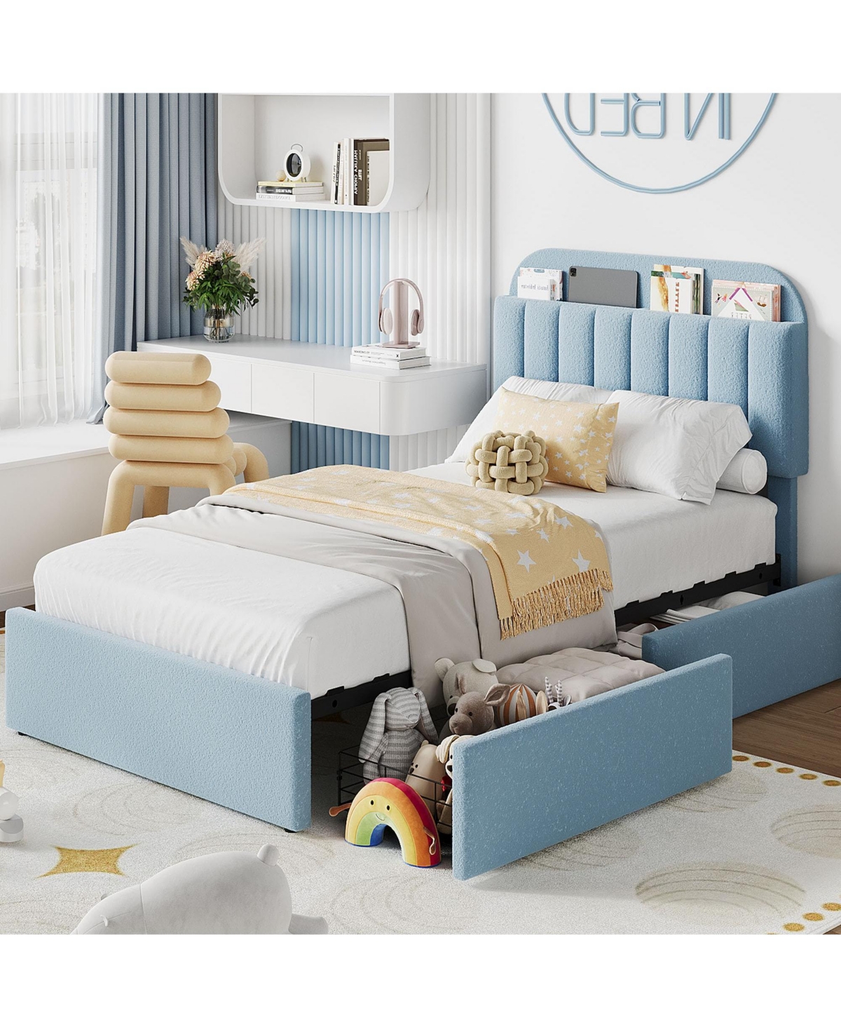 Click here for gaomon Twin Bed Frame with Storage Headboard  Girl... prices