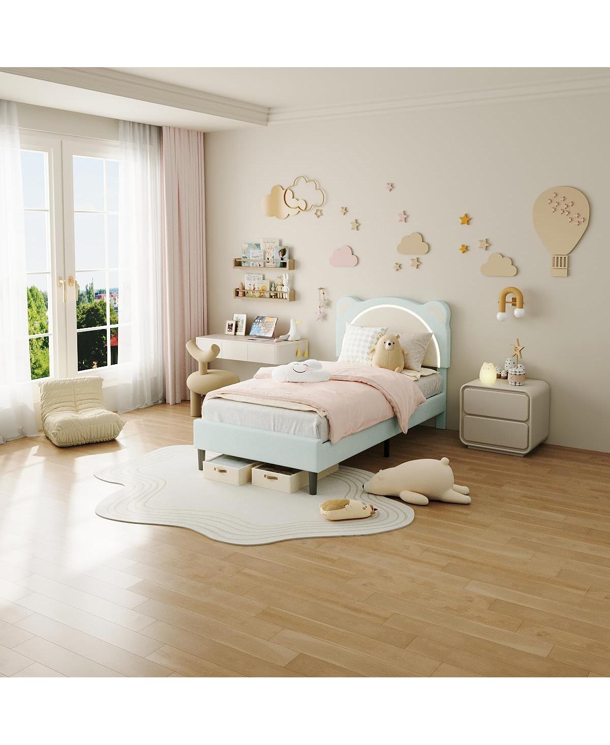 Click here for gaomon Twin Xl Kids Upholstered Platform Bed Frame... prices