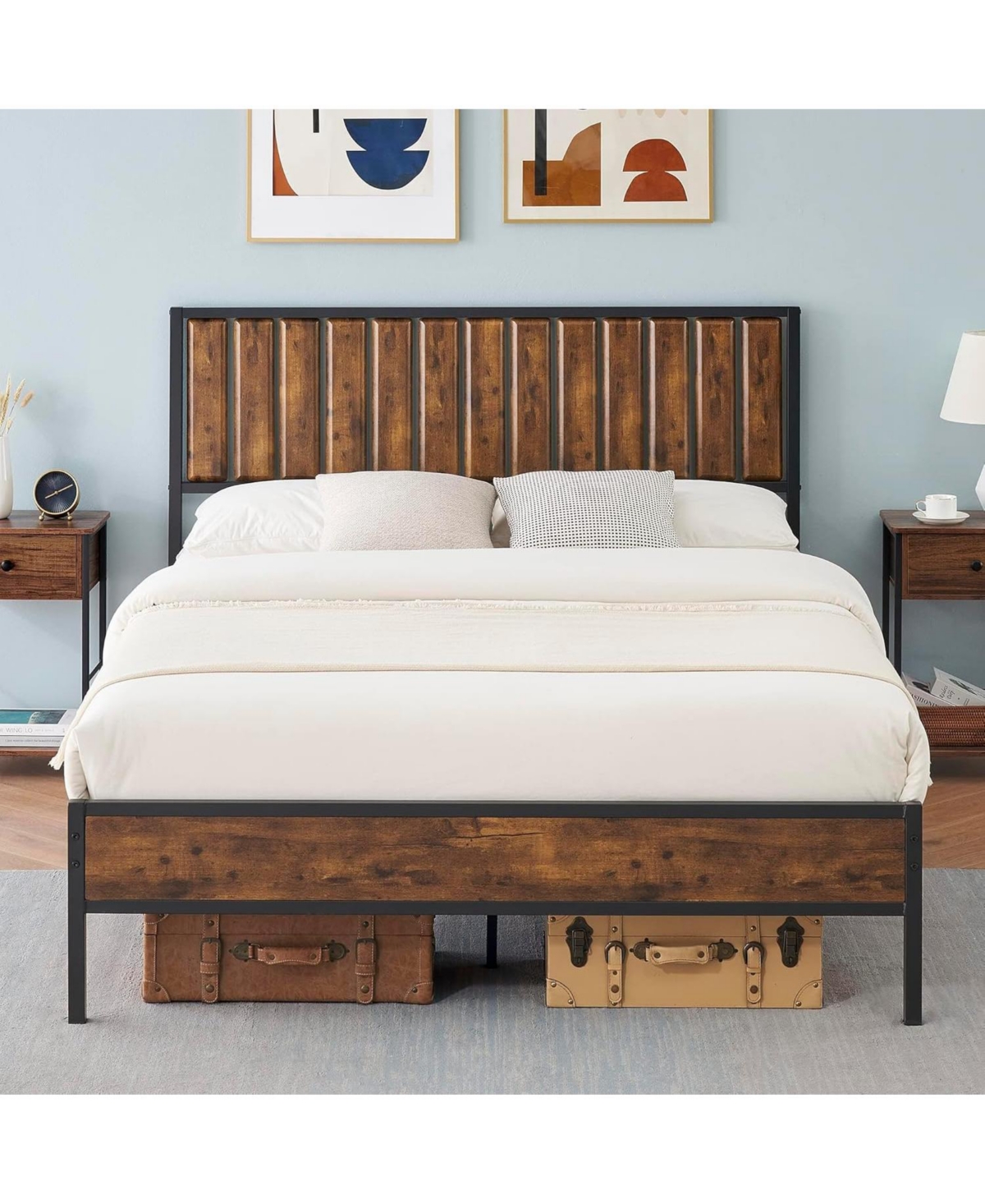 Click here for gaomon Platform Bed with Wooden Headboard and Foot... prices