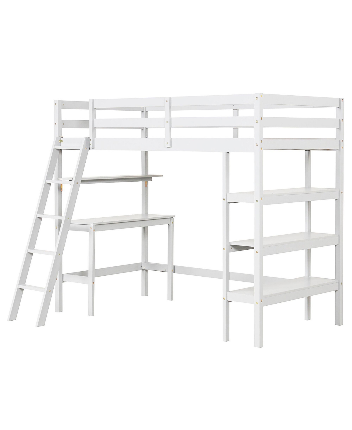 Click here for Gymax Twin Size Solid Wood Loft Bed w/ Desk & Book... prices