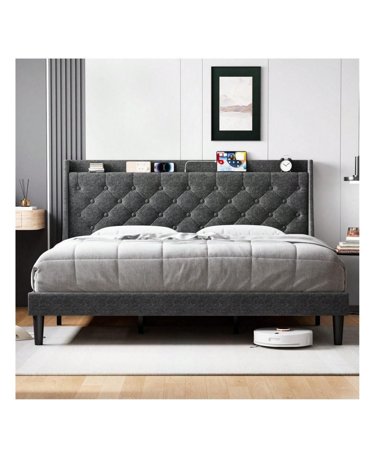 Click here for gaomon Full/Queen/King Size Bed Frame With Chargin... prices
