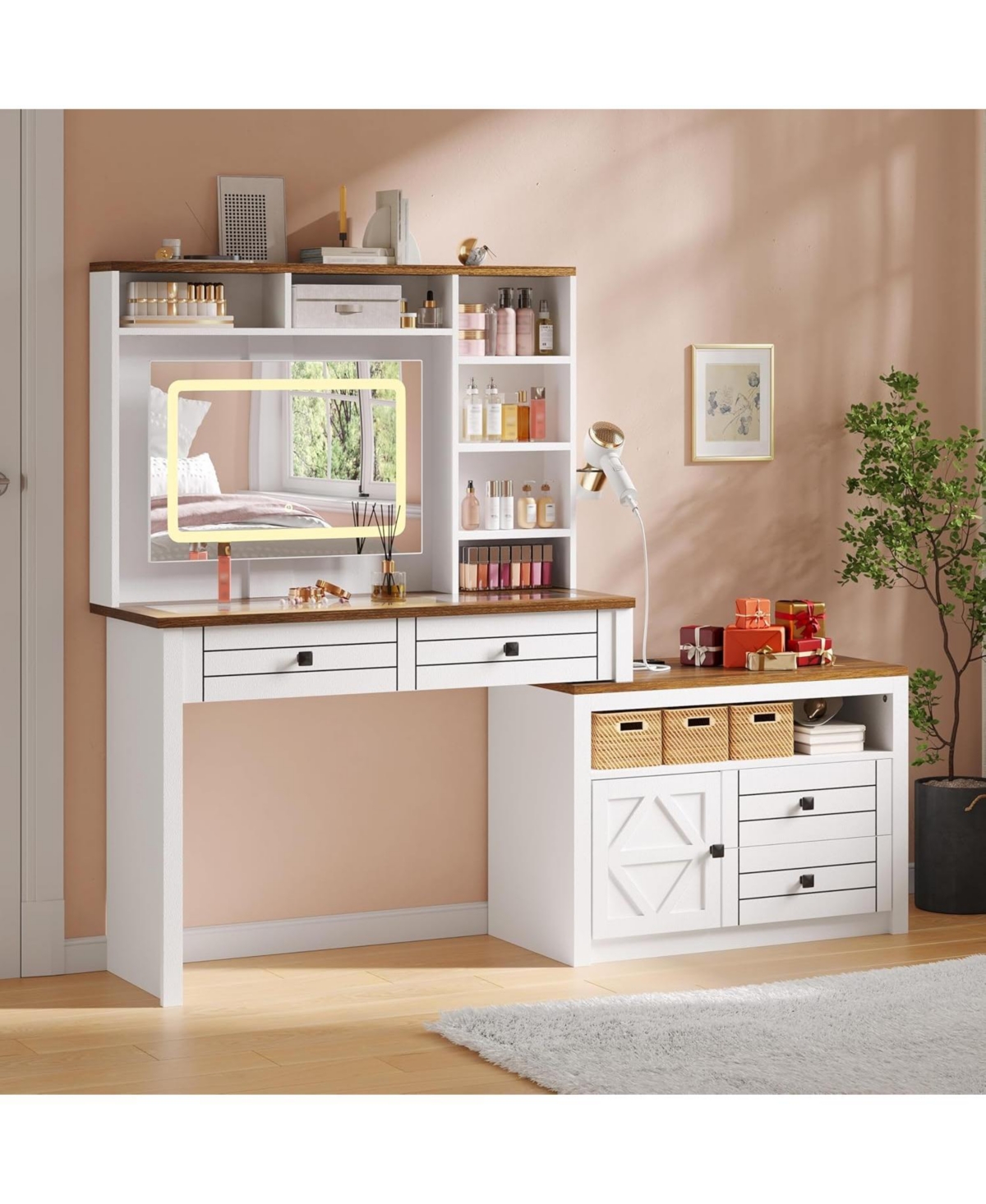 Click here for gaomon 3-Drawer 1-Door White Mdf Particle Board Va... prices