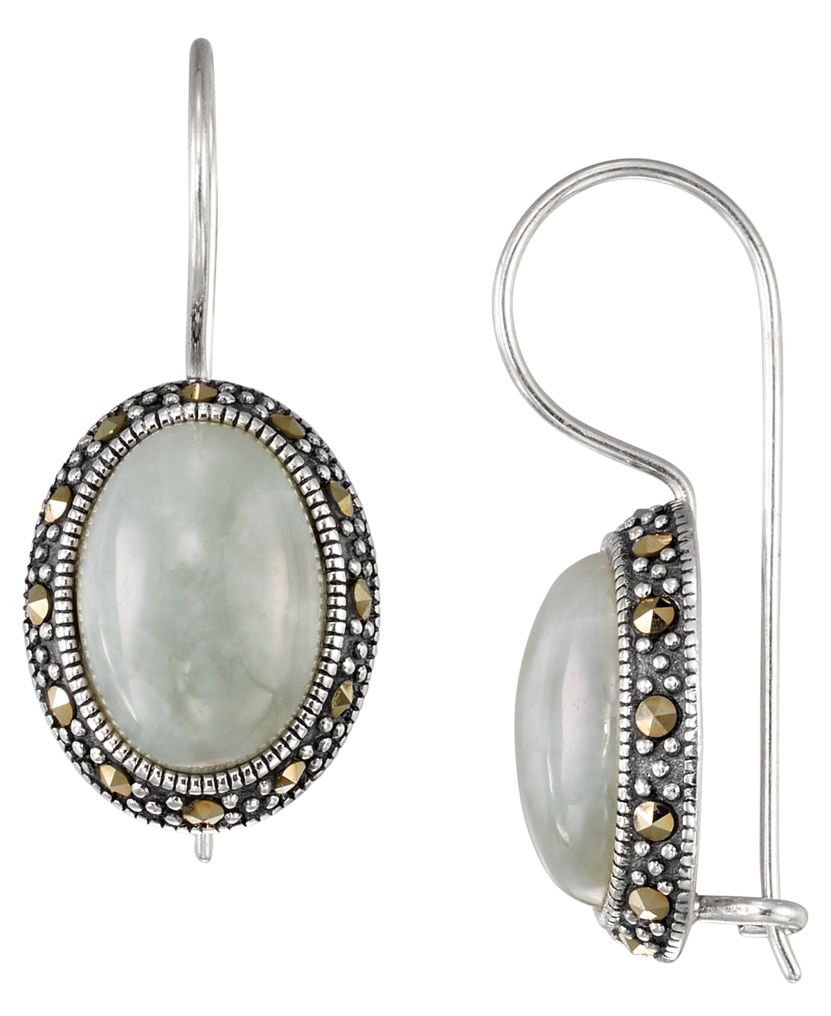 Click here for Macys Marcasite Green Jade (6 ct. t.w.) Oval Earri... prices
