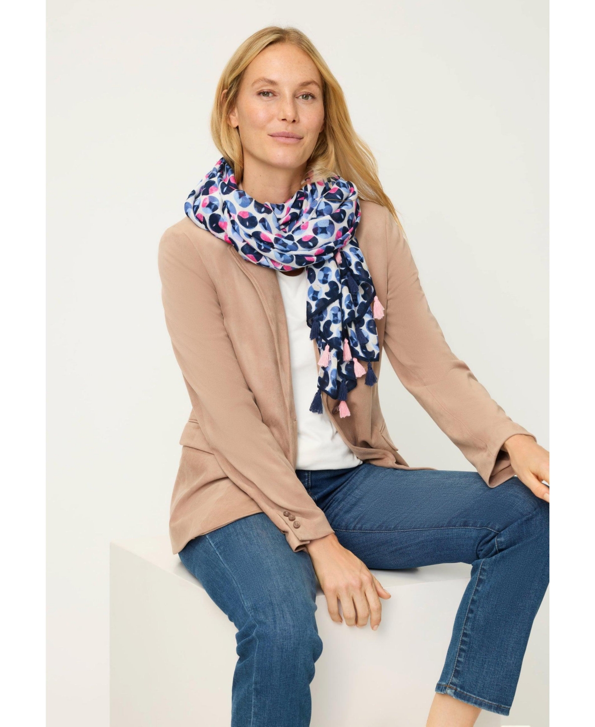 Click here for Olsen Womens Dotted Scarf - Peony pink prices