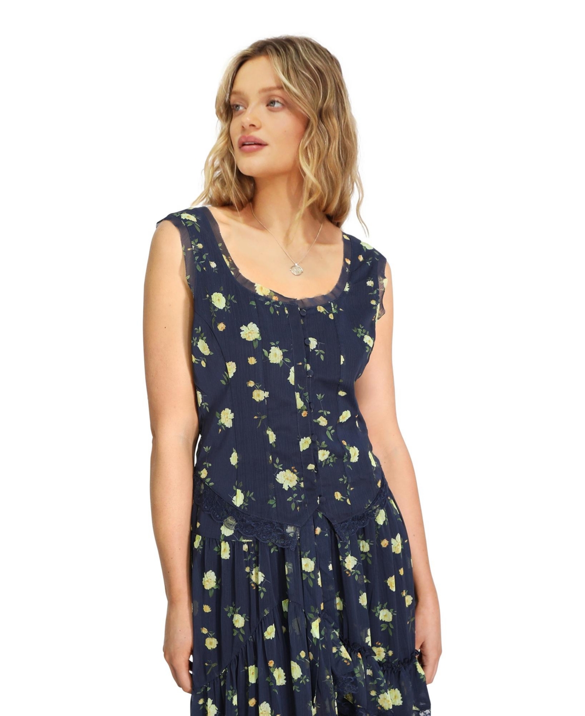 Click here for Belle & Bloom Womens Future Lover Lace Button Up B... prices