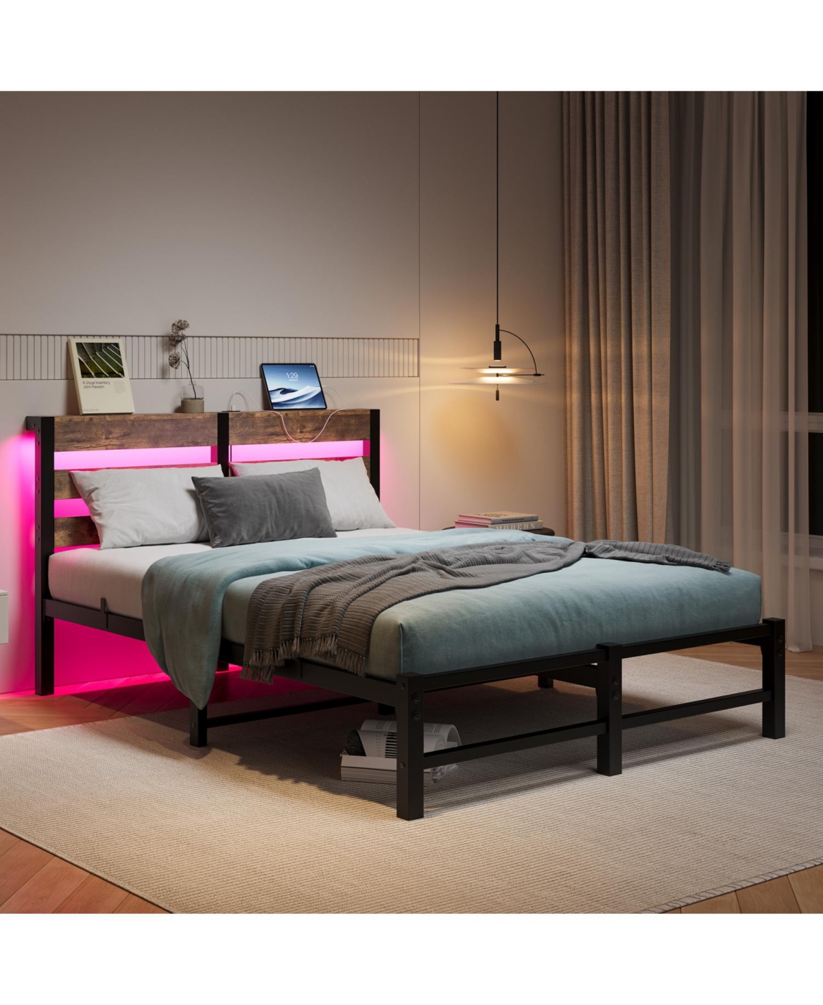 Click here for Streamdale Furniture Metal Bed Frame with Rgb Ligh... prices