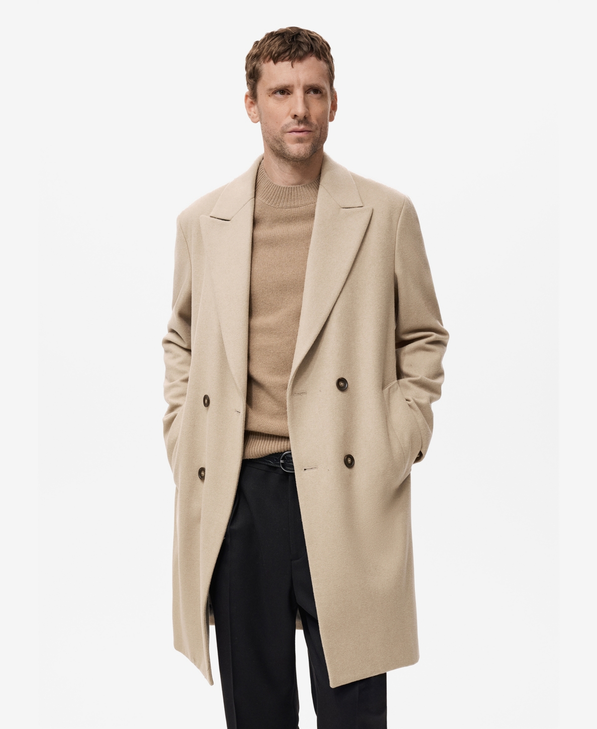 Click here for Mango Mens Long Double-Breasted Wool Coat - Medium... prices