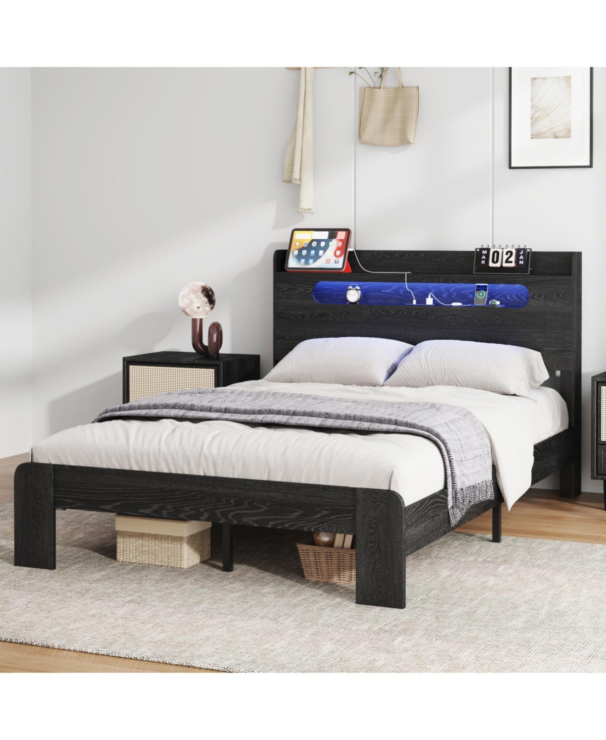 Click here for Streamdale Furniture King Wood Bed Frame Led Usb S... prices