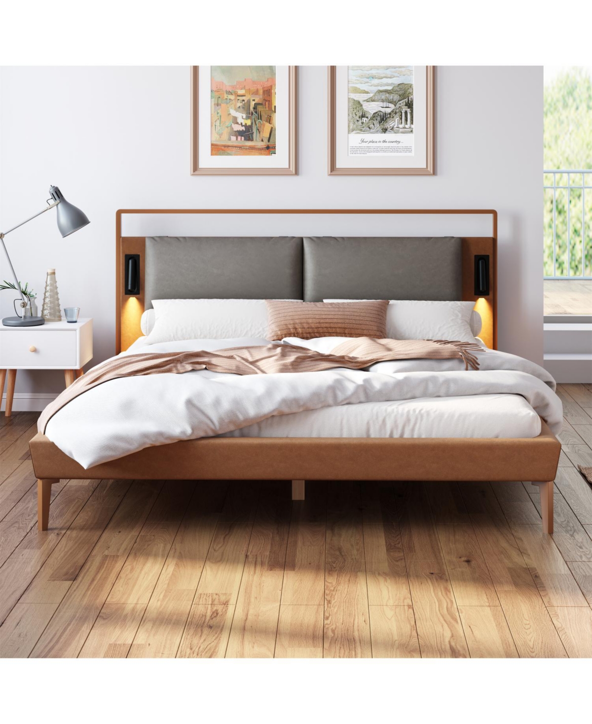 Click here for Streamdale Furniture 1 Count Leather Queen Bed wit... prices